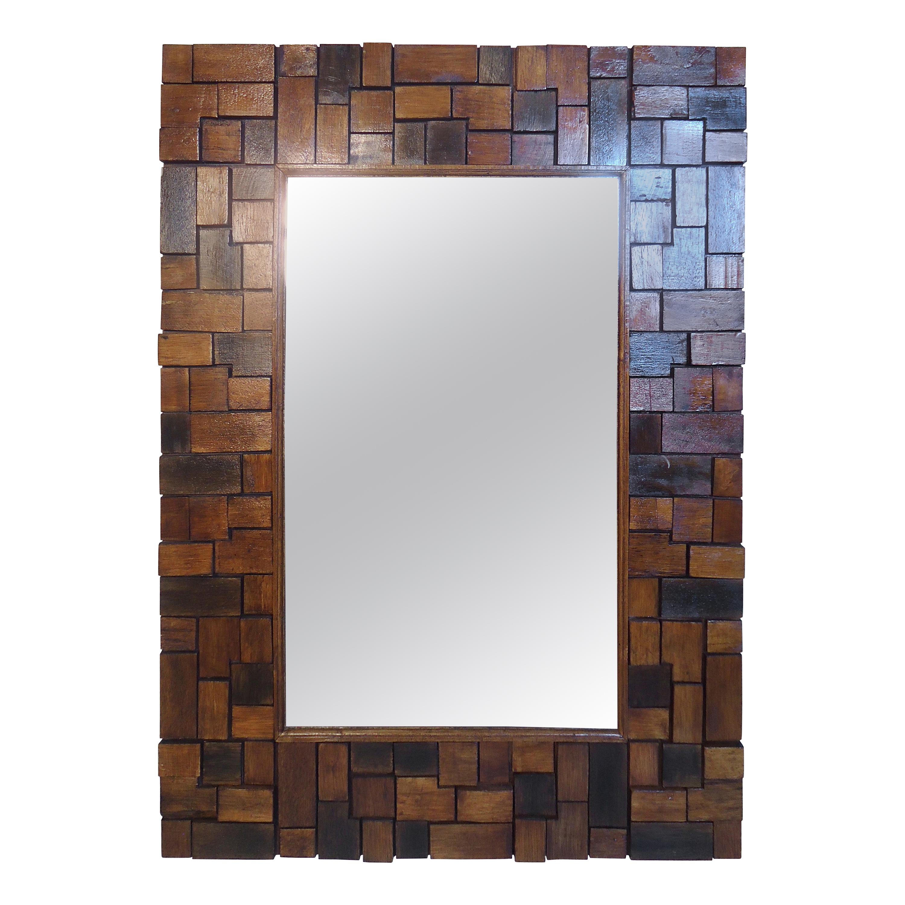 Vintage Modern Wood Slab Mirror For Sale at 1stDibs