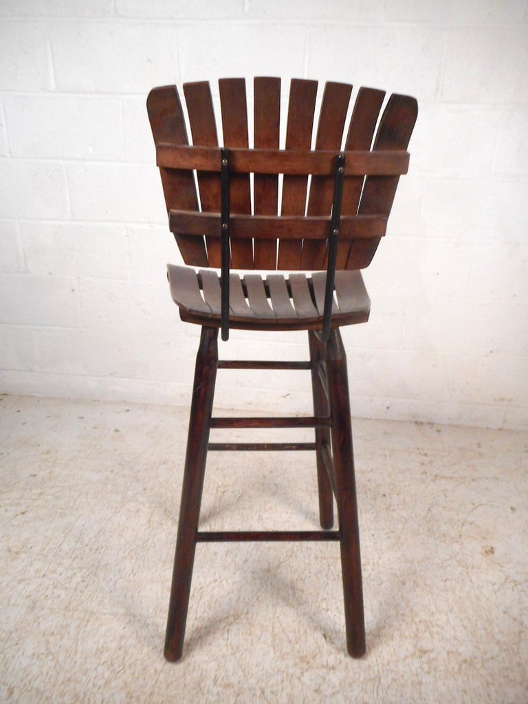 Vintage Modern Wood-Slat Stools For Sale at 1stDibs