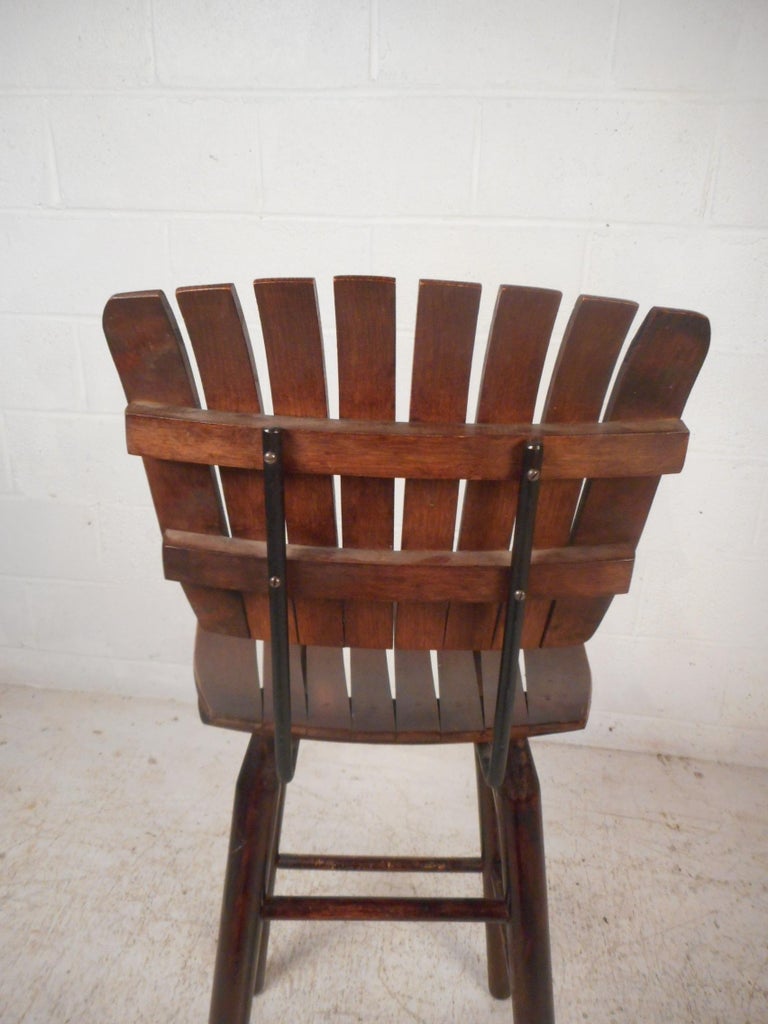 Vintage Modern Wood-Slat Stools For Sale at 1stDibs