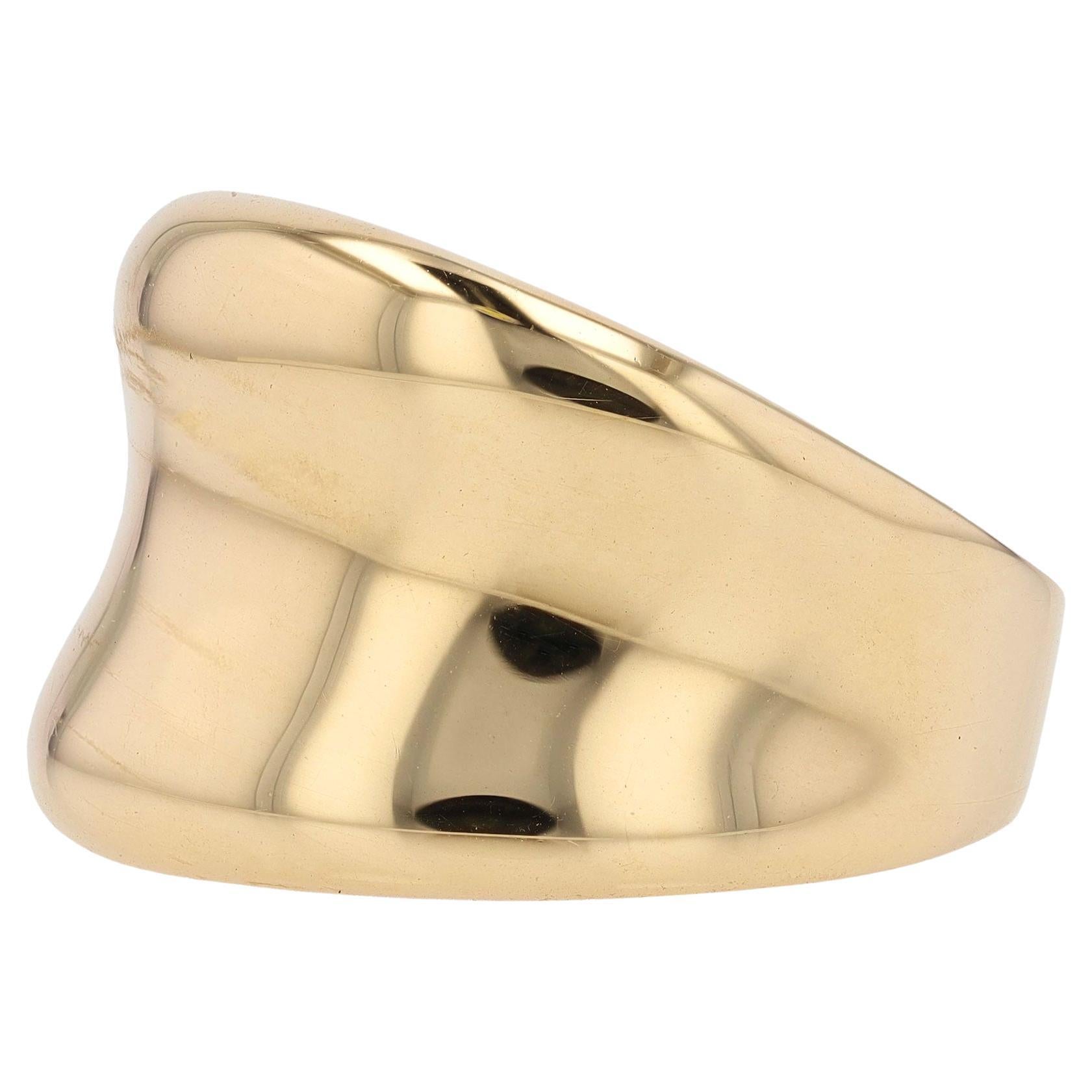 Wide 14K Gold Ribbed Band Ring For Sale at 1stDibs | 14k gold dome ring ...
