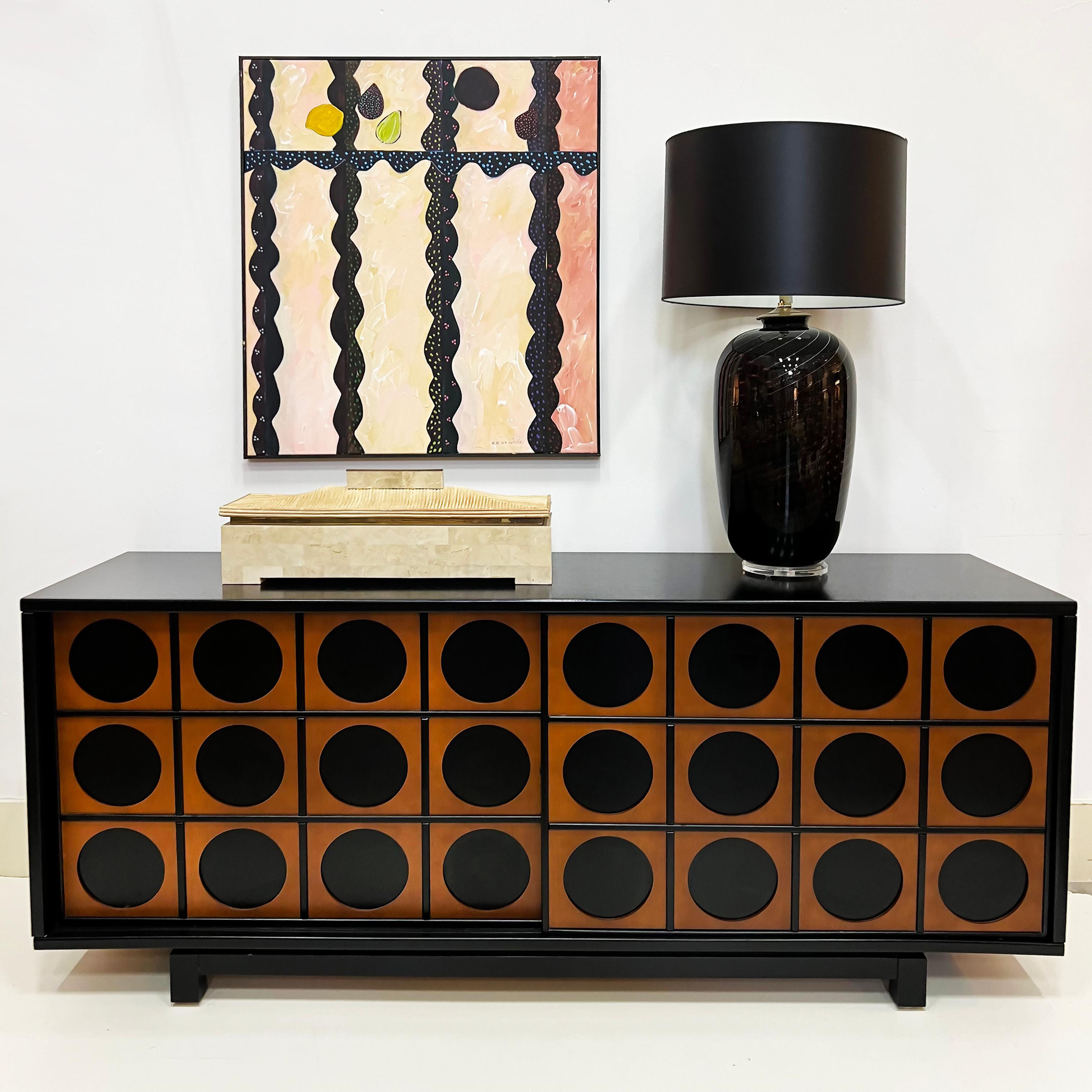 Vintage Modernist Credenza with Circular Cutout Wood Designs For Sale ...