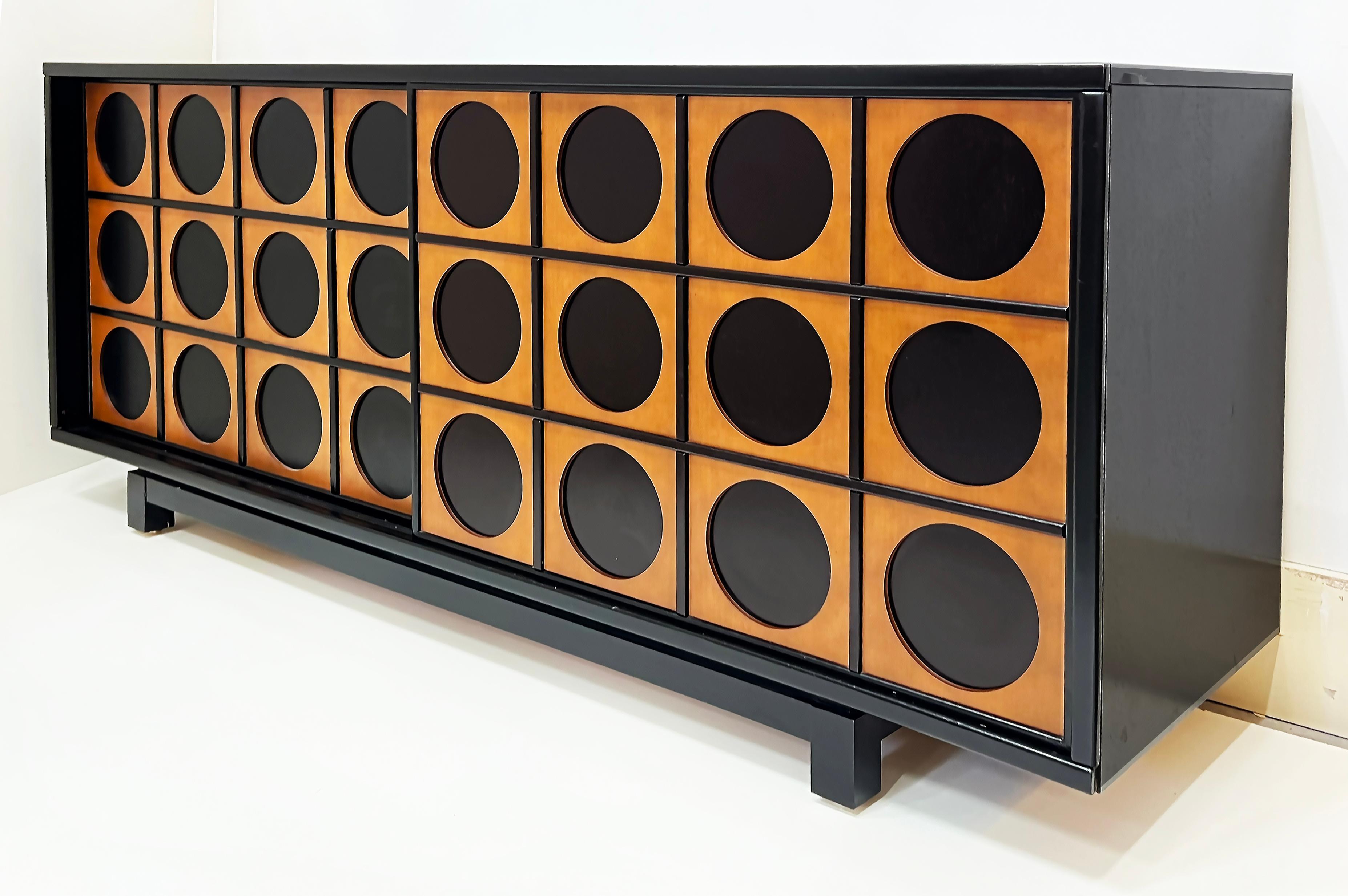 Vintage Modernist Credenza with Circular Cutout Wood Designs For Sale ...