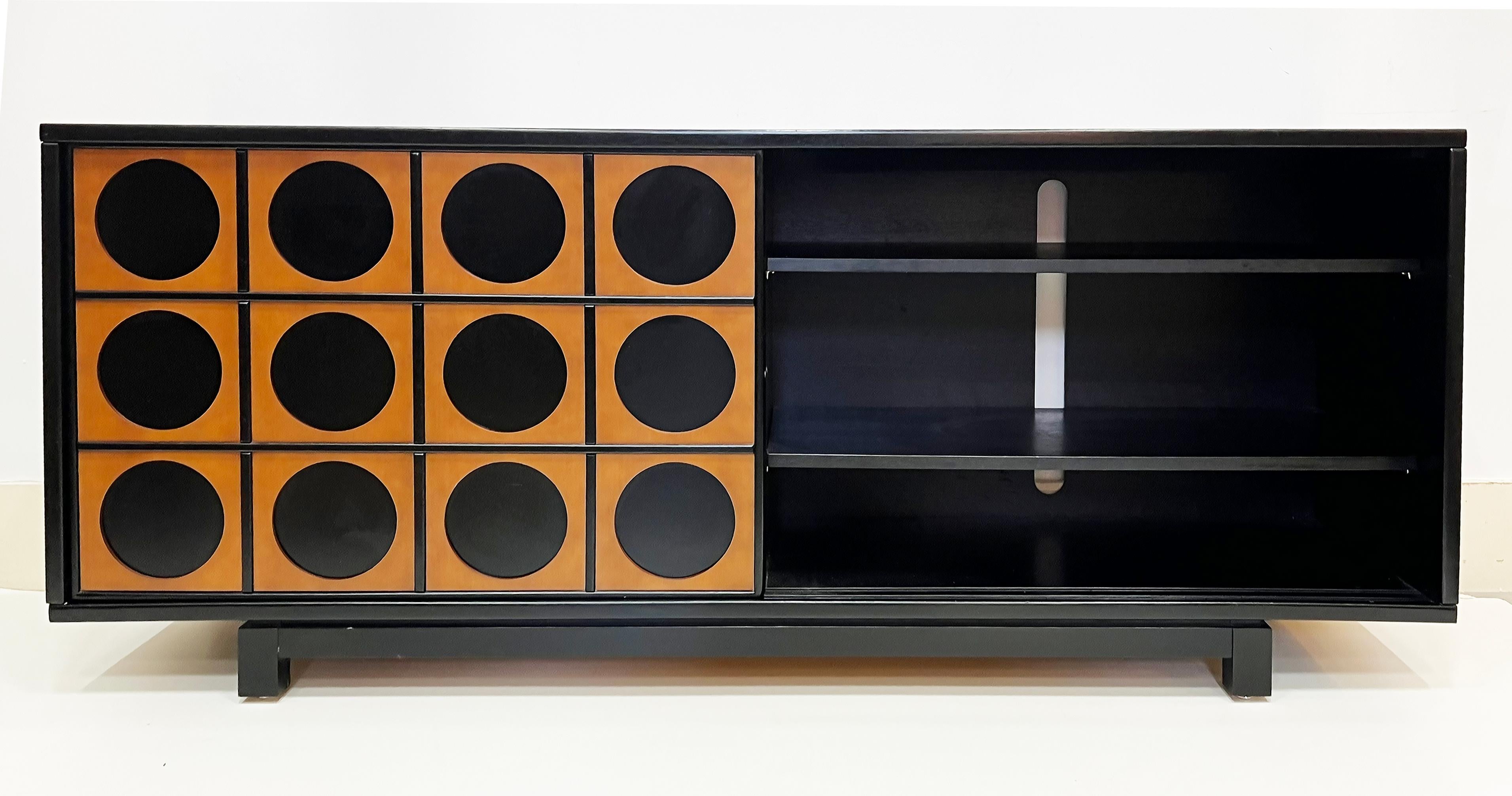 Vintage Modernist Credenza with Circular Cutout Wood Designs For Sale ...