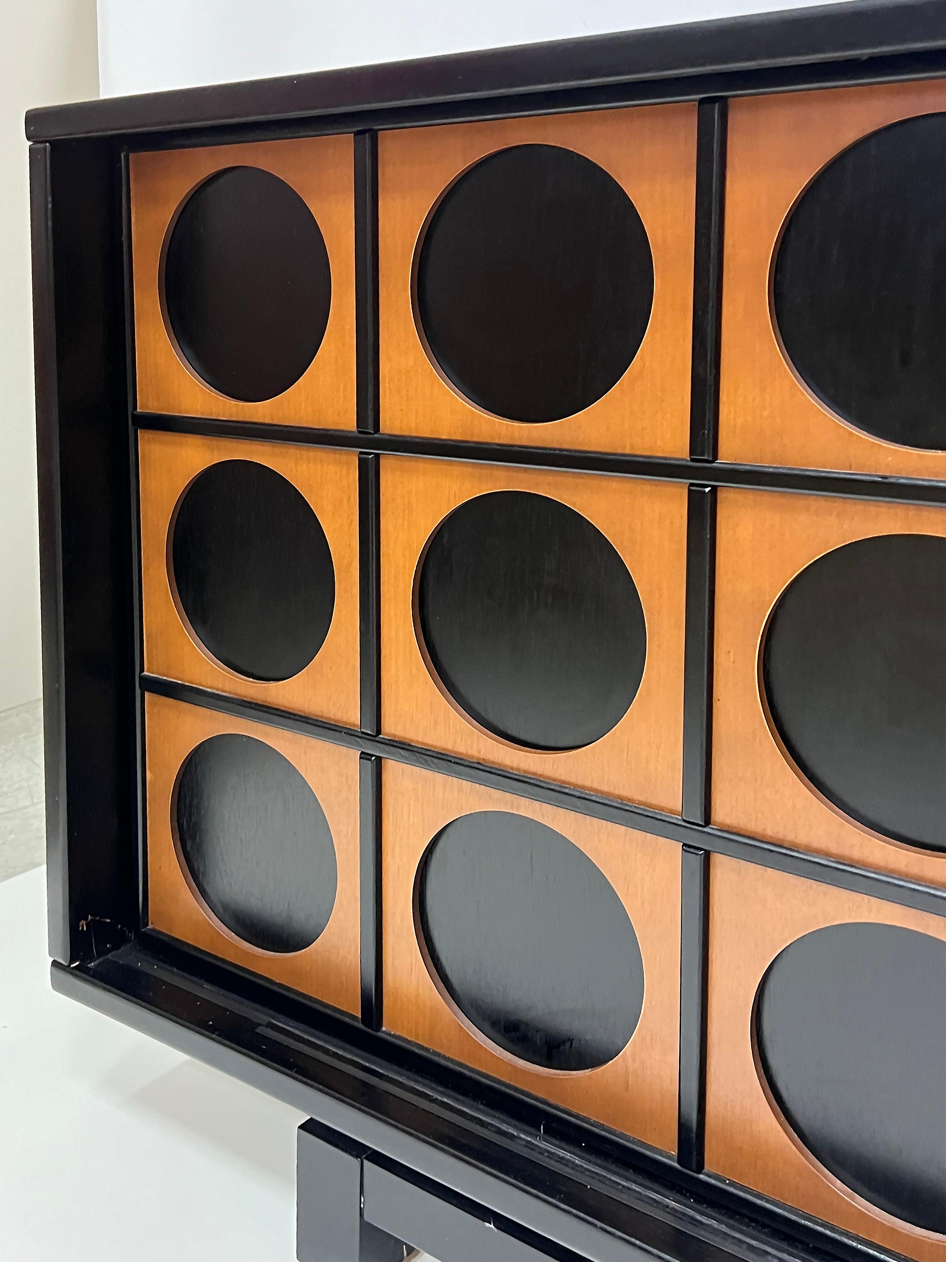 Vintage Modernist Credenza with Circular Cutout Wood Designs For Sale ...