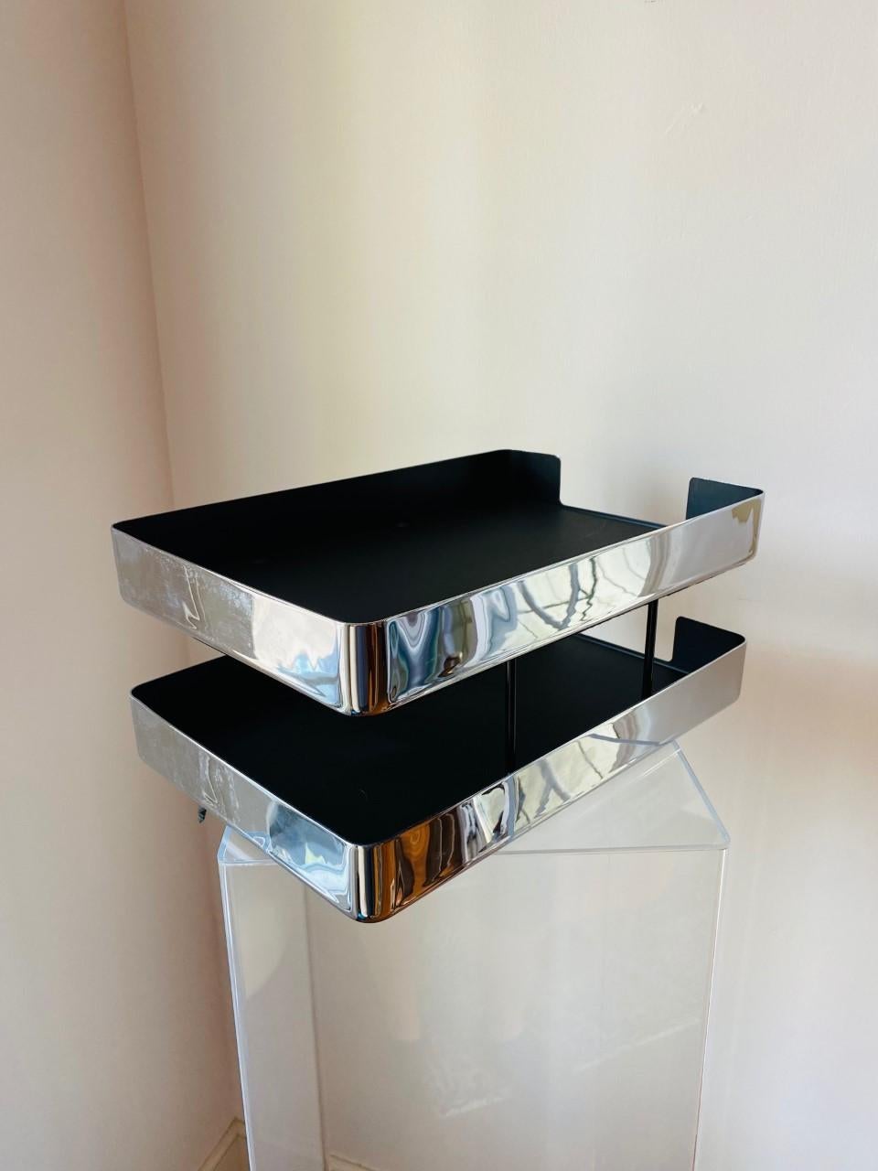 Vintage Modernist Double Paper Tray in Chrome by Smokador, 1970s at 1stDibs