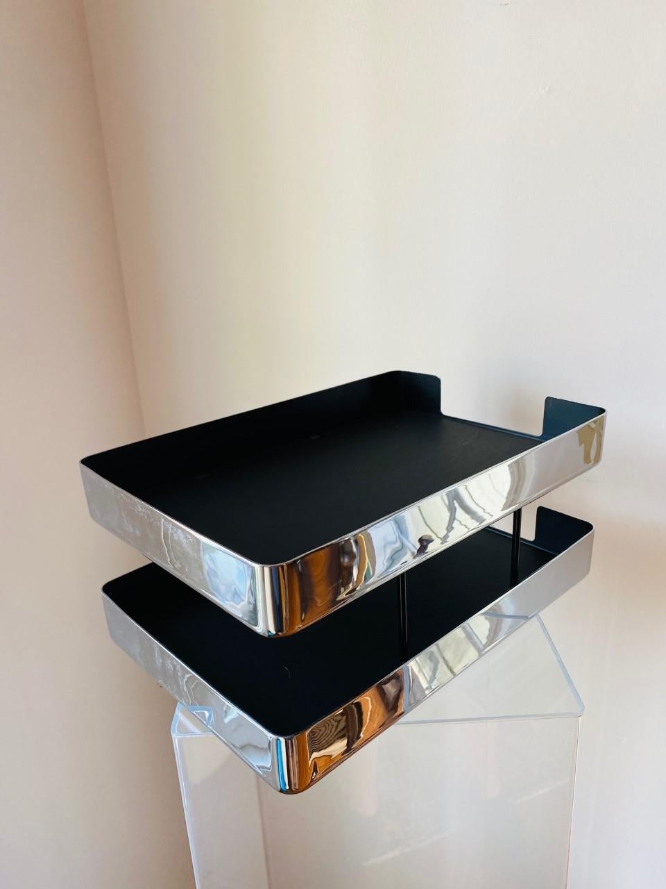 Vintage Modernist Double Paper Tray in Chrome by Smokador, 1970s at 1stDibs