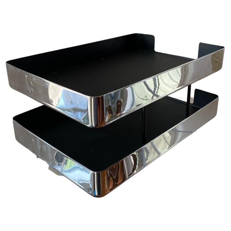 Vintage Modernist Double Paper Tray in Chrome by Smokador, 1970s at 1stDibs