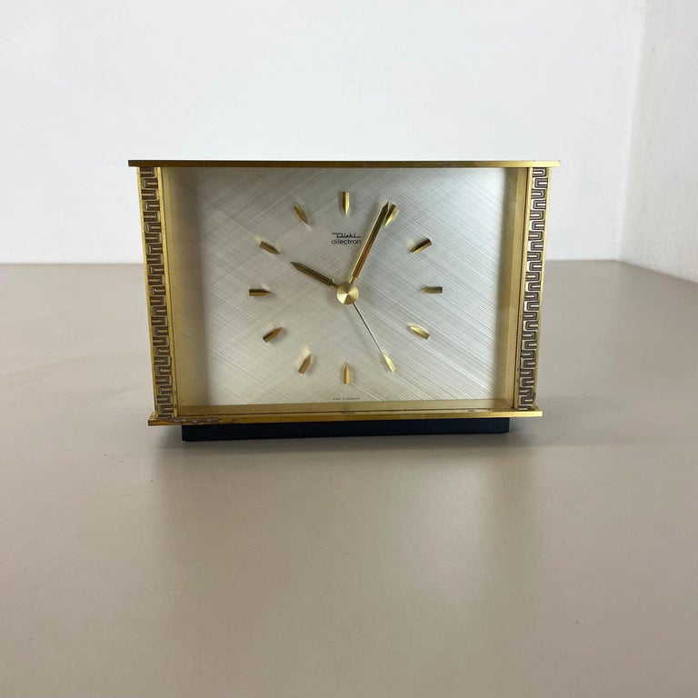 Vintage Modernist Metal Brass Table Clock by Diehl Dilectron, Germany 1960s For Sale at 1stDibs
