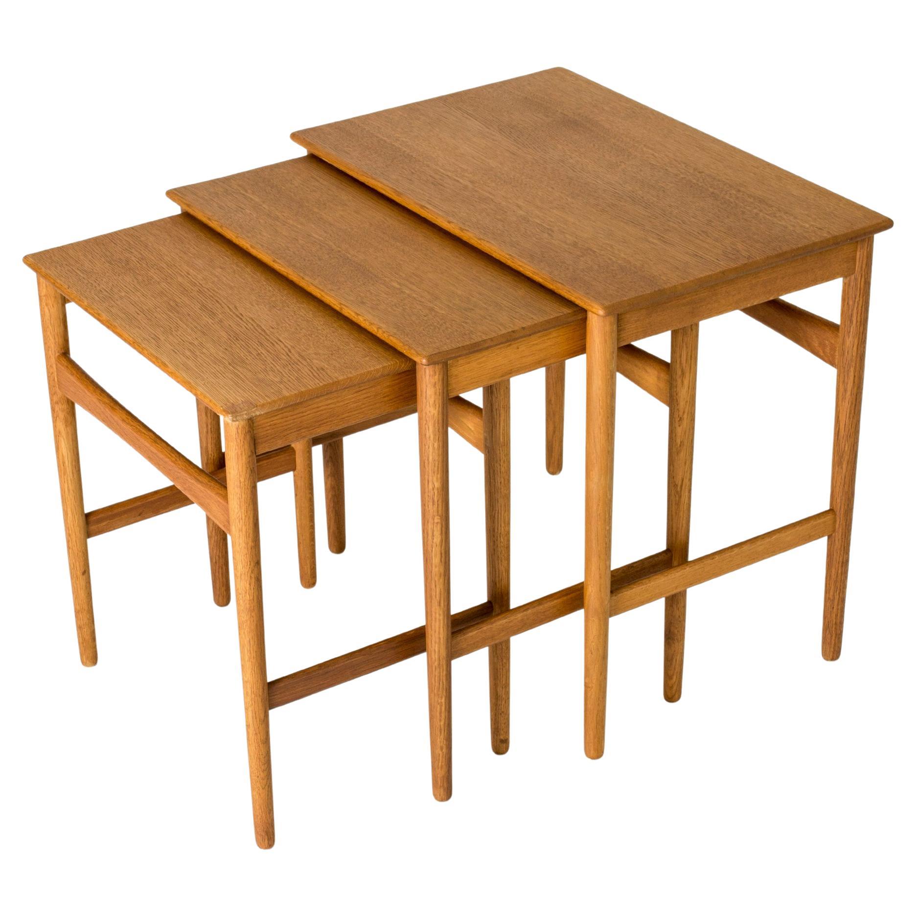 Hans Wegner Teak Nesting Tables Model AT-40 For Sale at 1stDibs