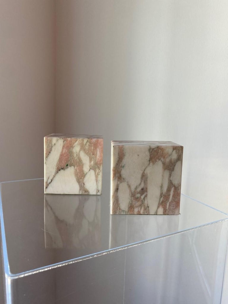 Vintage Modernist Rectangular Pink Marble Bookends by Vermont Marble Co ...
