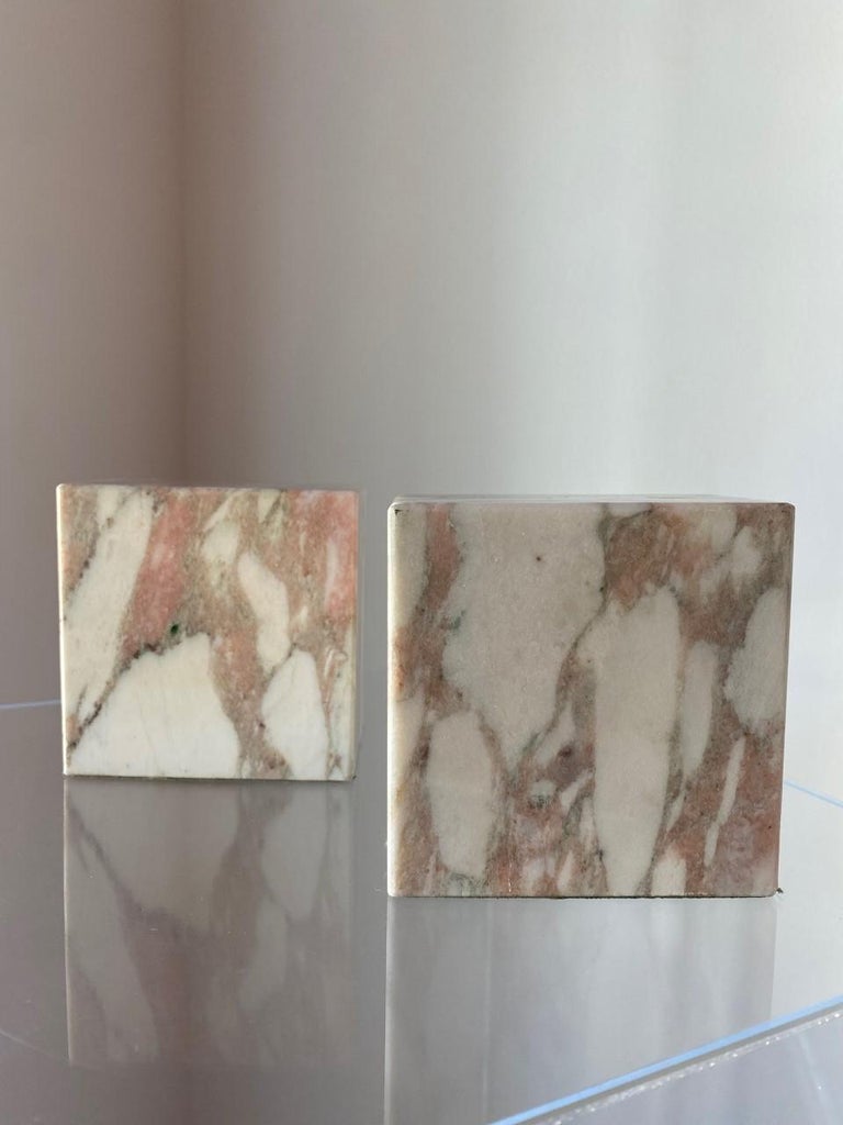 Vintage Modernist Rectangular Pink Marble Bookends by Vermont Marble Co ...