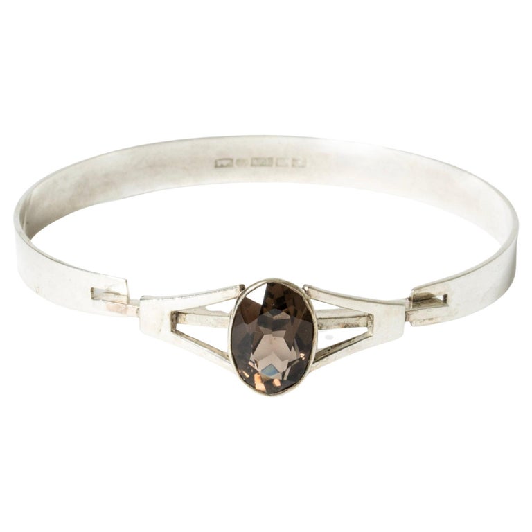 Vintage Modernist silver and smoke quartz bracelet from Salovaara, Finland, 1963 For Sale at 1stDibs