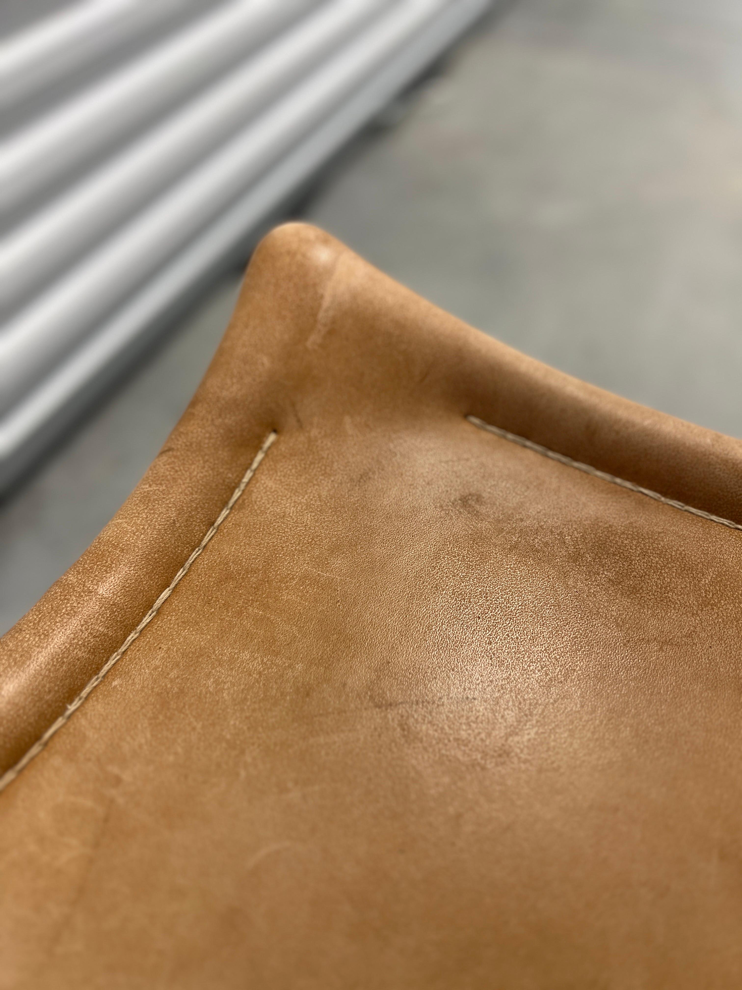 Vintage Modernist Thebes Bent Bamboo / Pencil Reed and Leather Draped ...