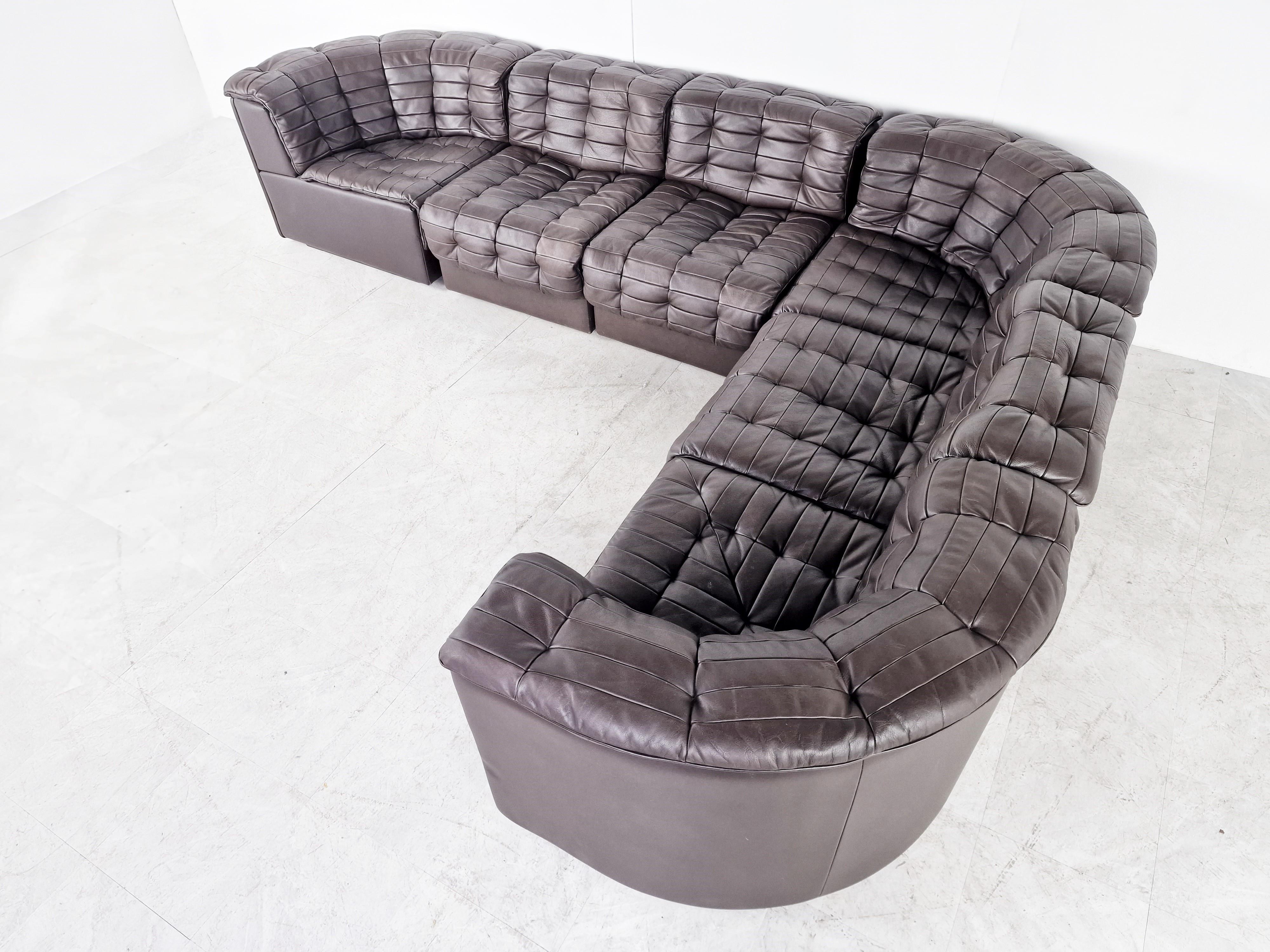 Vintage Modular Patchwork Leather Sofa Ds11 by Desede, 1960s at 1stDibs