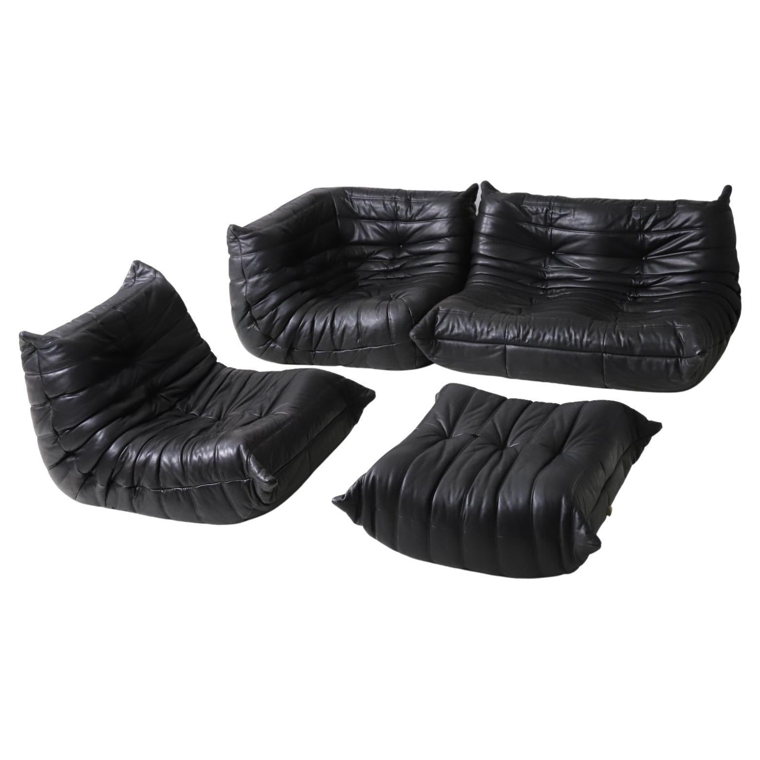 Michel Ducaroy for Ligne Roset Togo Brown Leather Modular Sofa, Set of ...