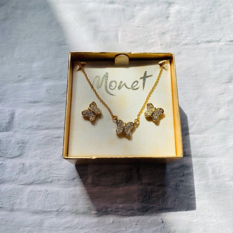 Vintage Monet Necklace and Earrings Set 1980s For Sale at 1stDibs