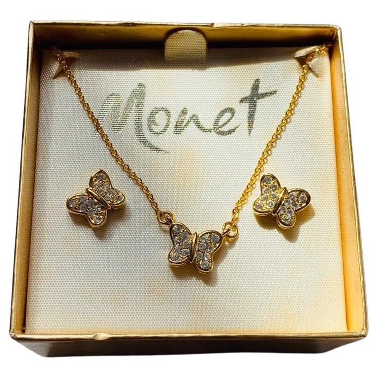 Vintage Monet Necklace and Earrings Set 1980s For Sale at 1stDibs