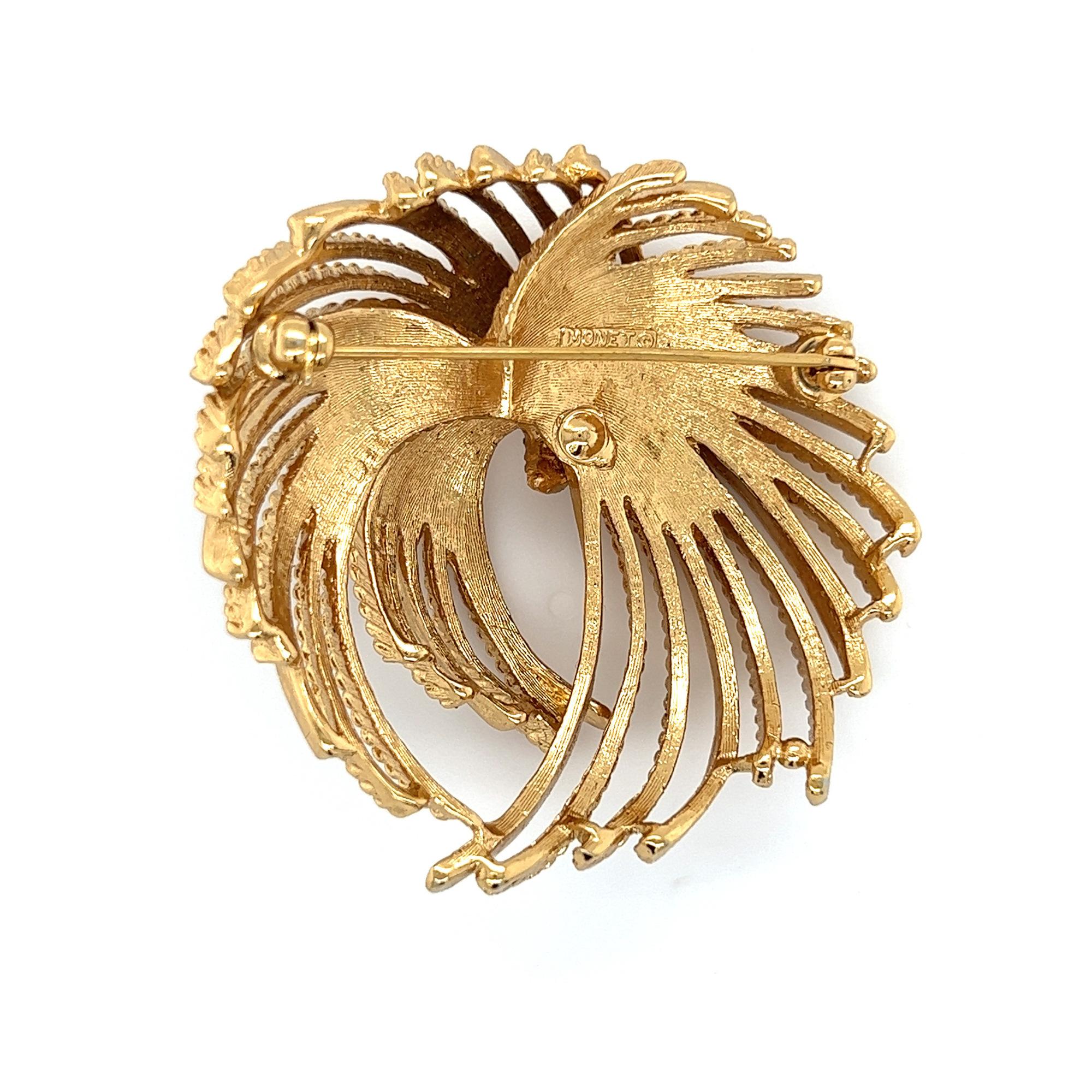 Vintage Monet Twisted Wire Ribbon Brooch Gold Plated at 1stDibs | monet ...