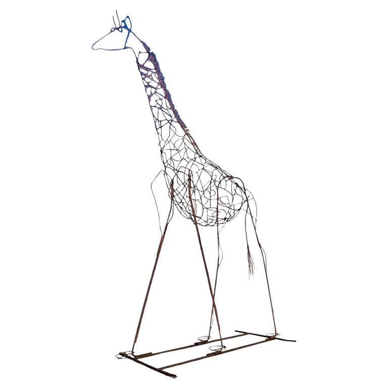 Vintage Monumental Boho Patinated Steel Giraffe Sculpture For Sale at ...
