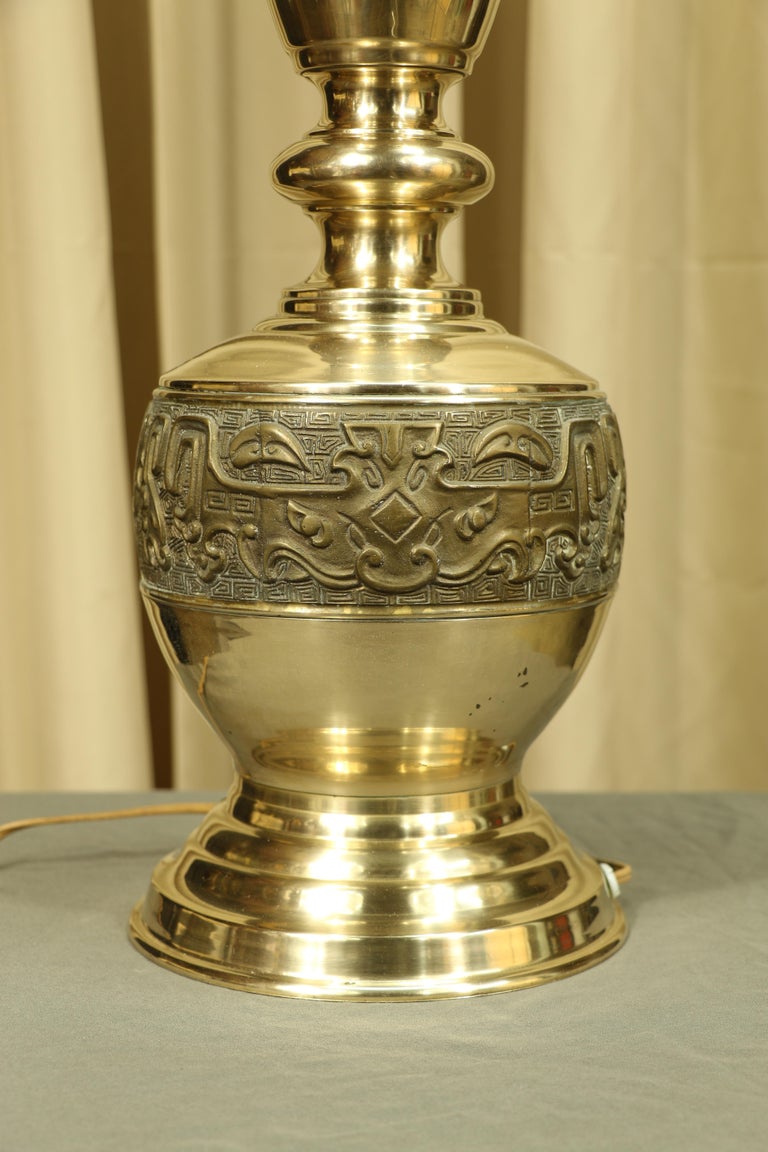 Vintage Monumental James Mont Brass Table Lamp Etching and Eastern ...