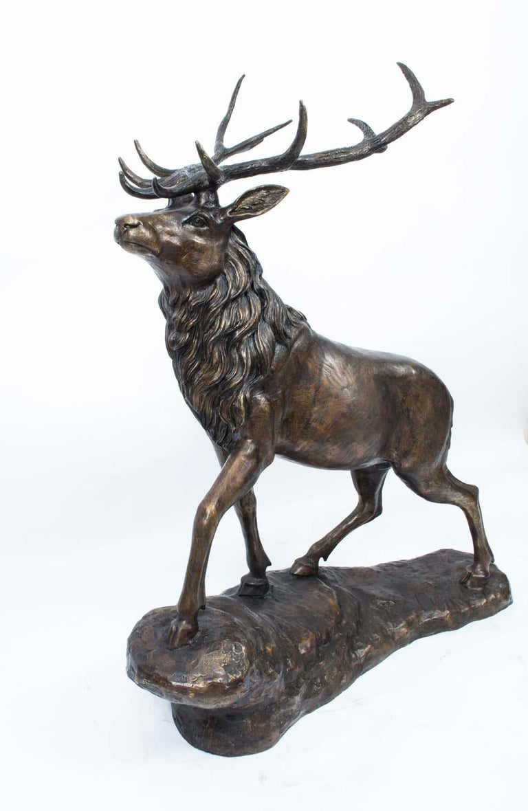 Vintage Monumental Bronze Stag Sculpture, 20th Century at 1stDibs