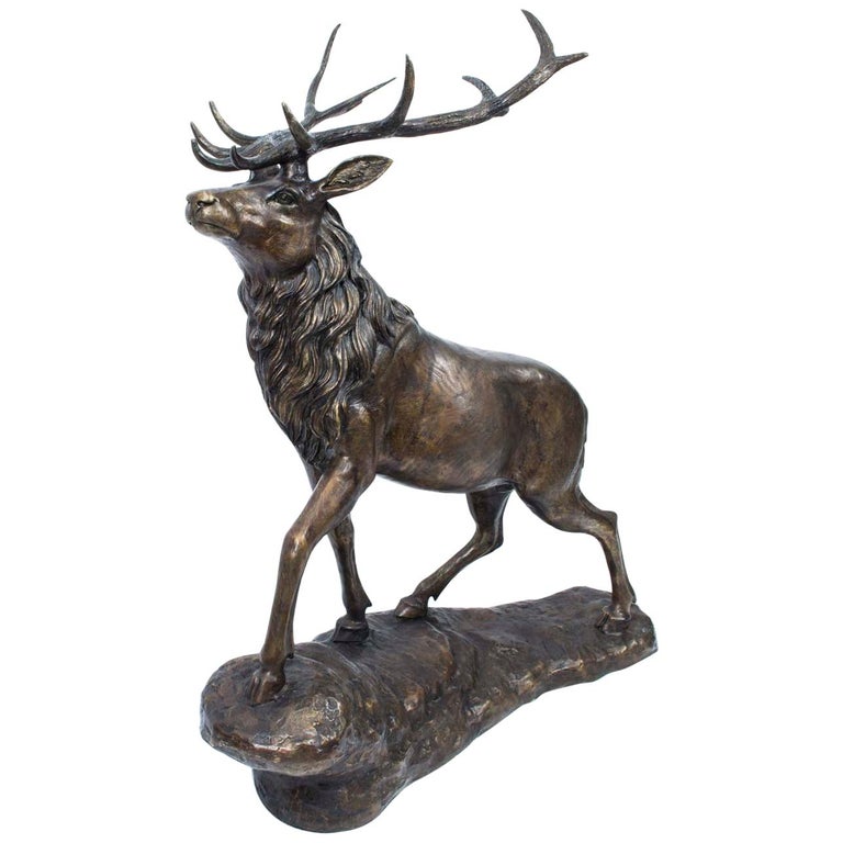 Vintage Monumental Bronze Stag Sculpture, 20th Century at 1stDibs