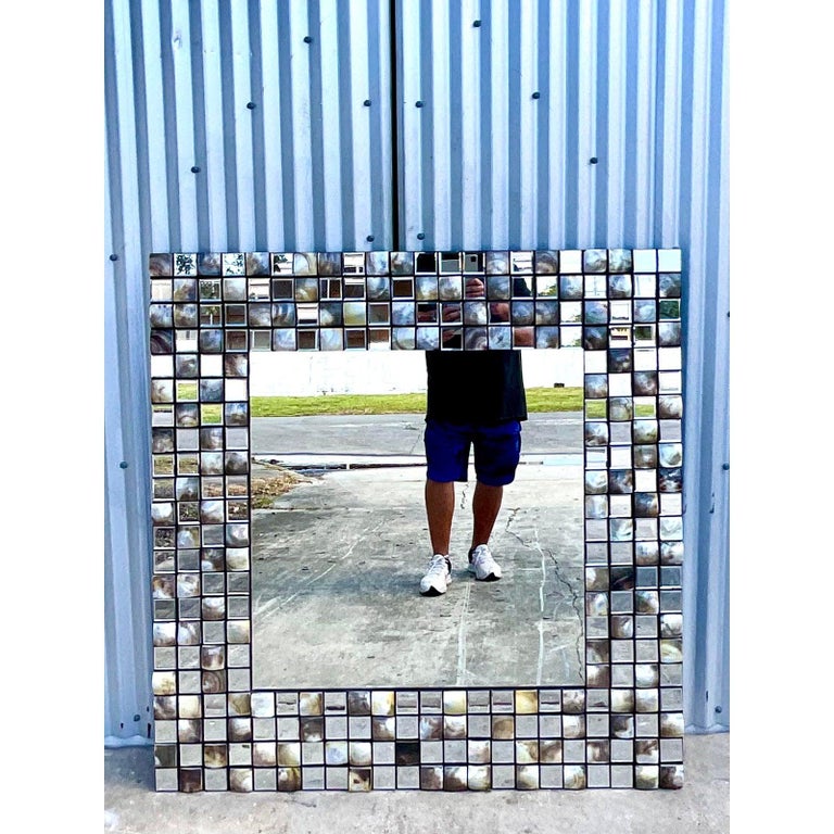 Vintage Monumental Capiz Shell Tile Mirror For Sale at 1stDibs | capiz ...