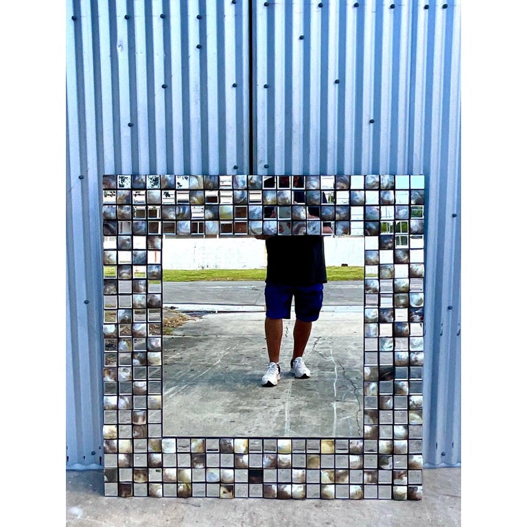Vintage Monumental Capiz Shell Tile Mirror For Sale at 1stDibs | capiz ...