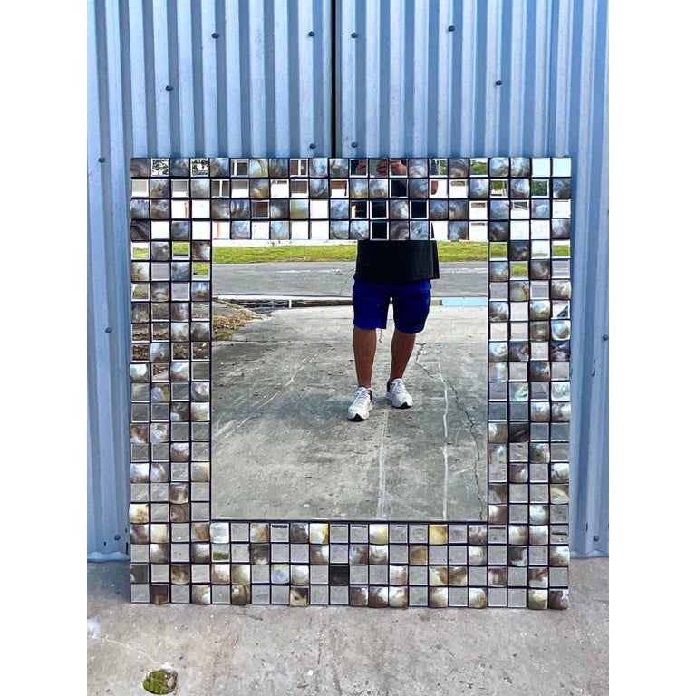 Vintage Monumental Capiz Shell Tile Mirror For Sale at 1stDibs | capiz ...