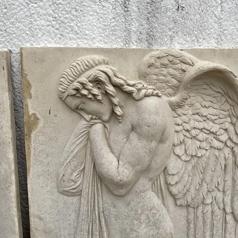 Vintage Monumental Grand Tour Cast Stone Relief Sculptures, a Pair For ...