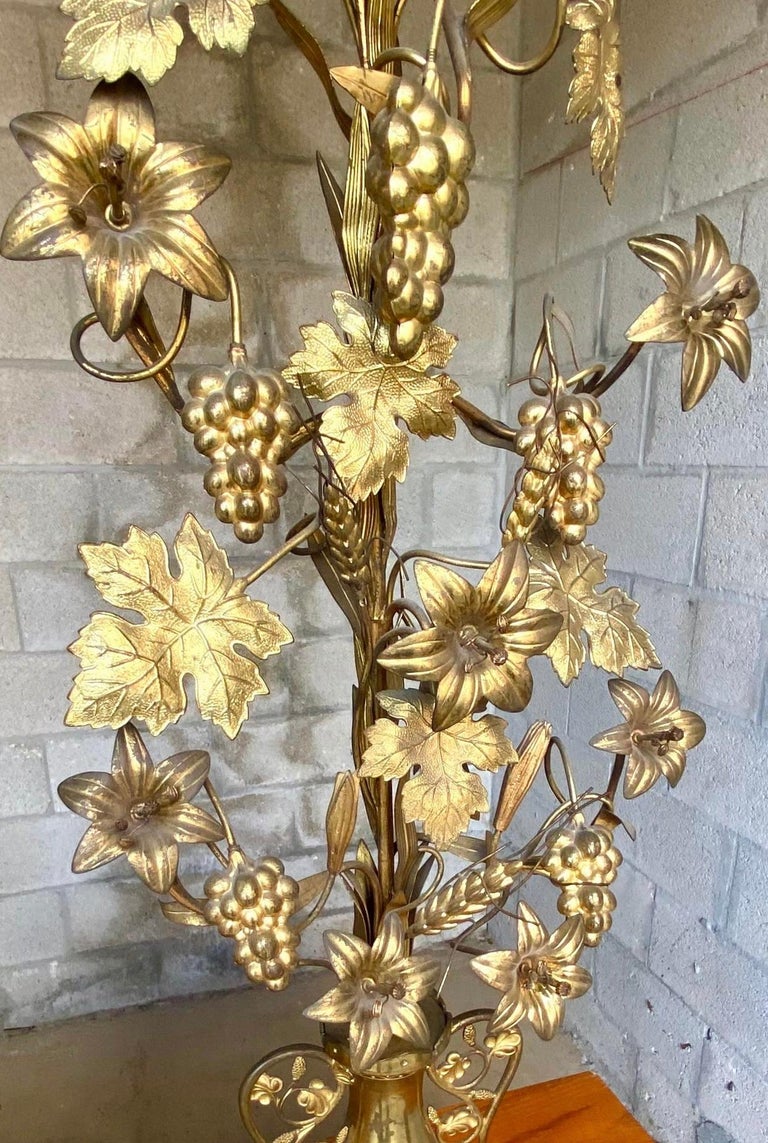 Vintage Monumental Hammered Brass Floral Towers, a Pair at 1stDibs