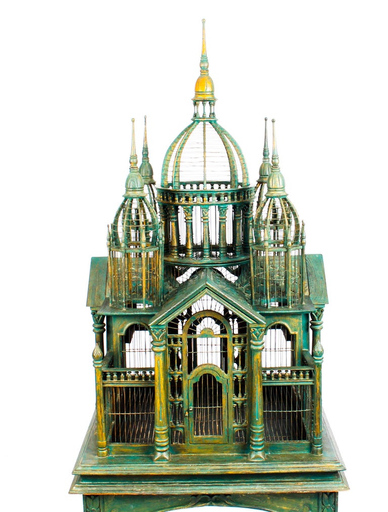 Monumental Mahogany Sacre Coeur Cathedral Bird Cage on Stand, 20th ...