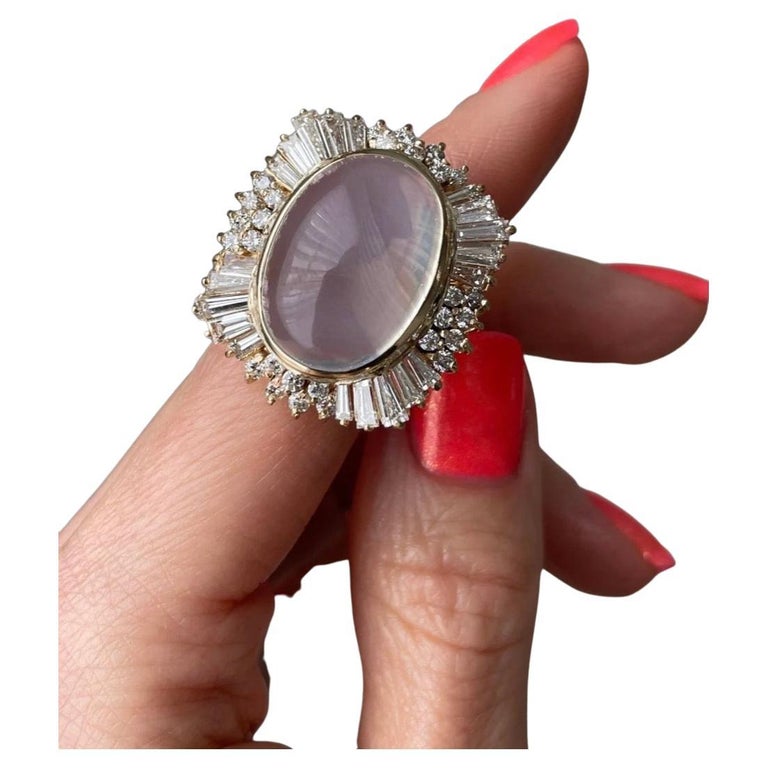 Vintage Moonstone Cabochon Cocktail Ballerina Ring For Sale at 1stDibs