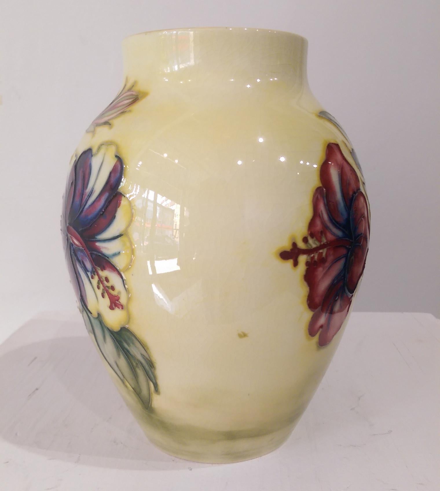 Vintage Moorcroft Pottery Vase in the Hibiscus Flowers Pattern England ...