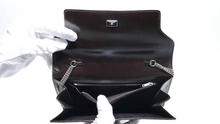 Vintage Morabito Paris Shiny Brown Crocodile Silver Hardware Clutch ...