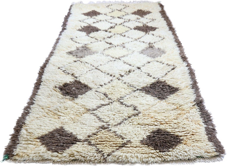 Vintage Moroccan Azilal Rug, Neutral Berber Moroccan Rug with Neutral ...