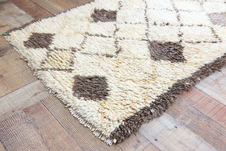Vintage Moroccan Azilal Rug, Neutral Berber Moroccan Rug with Neutral ...