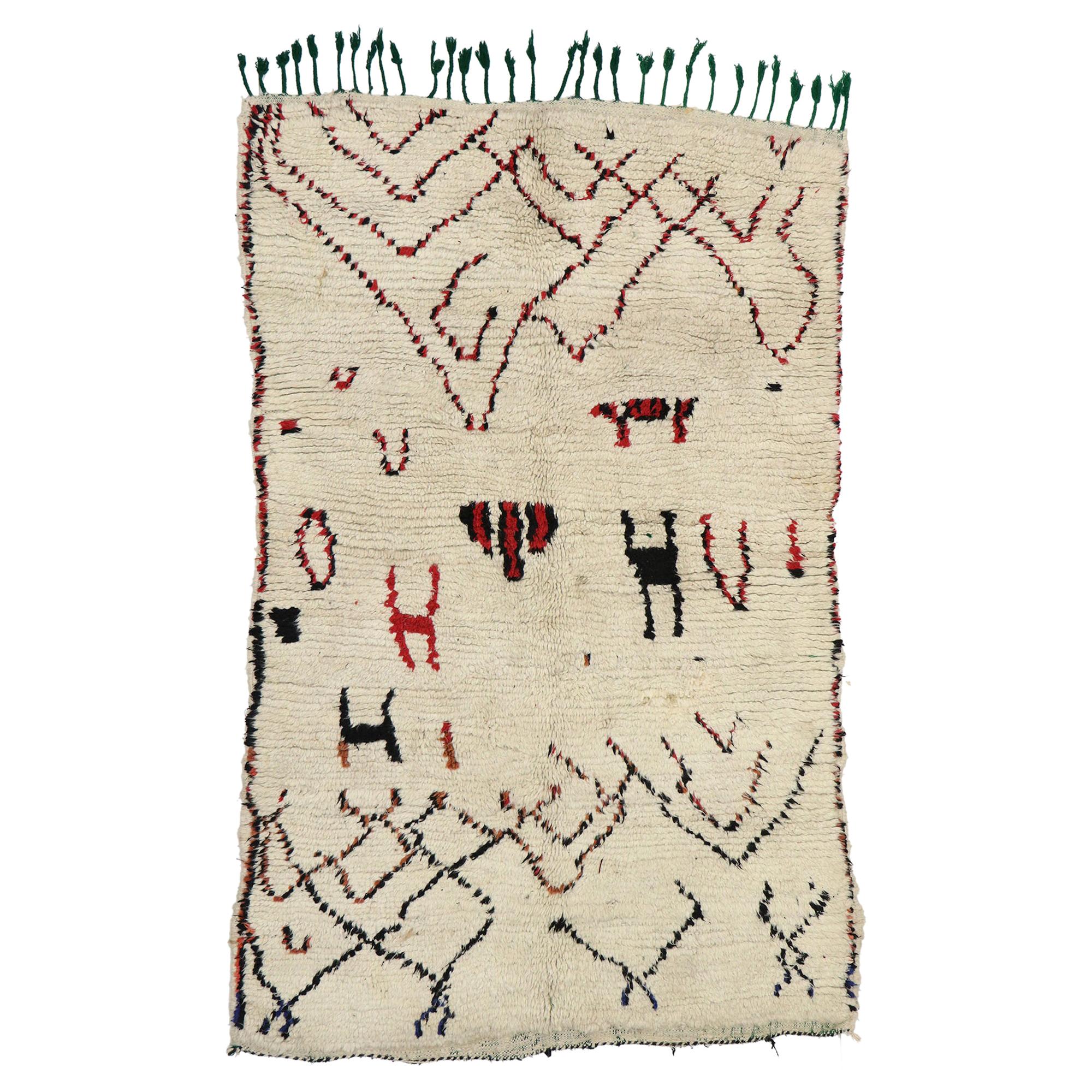 Vintage Moroccan Azilal Rug with Tribal Style at 1stDibs