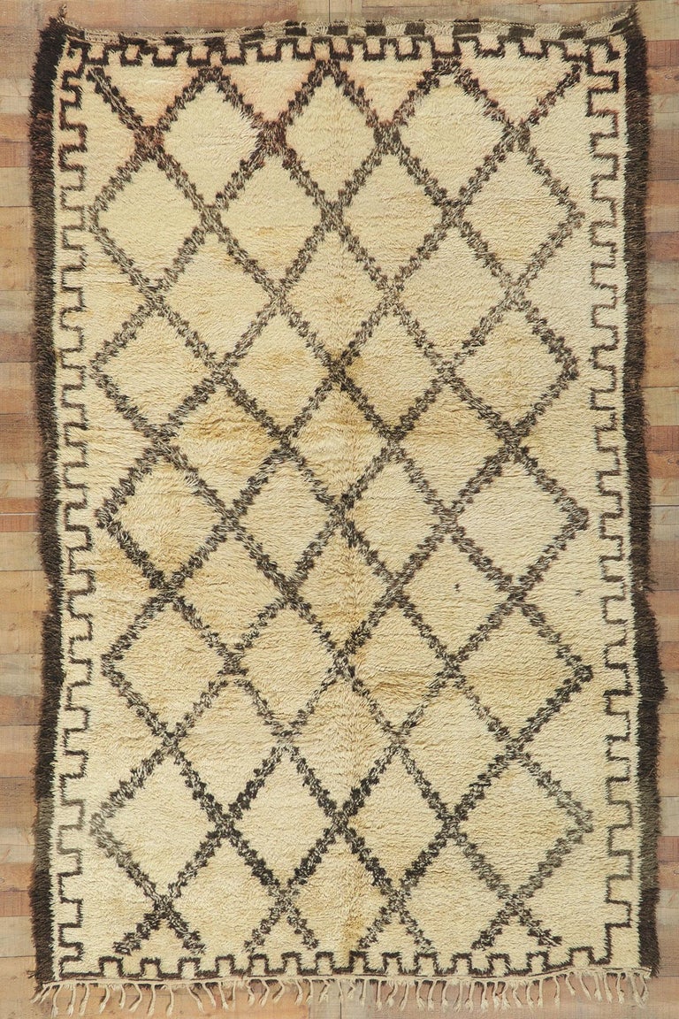 Vintage Moroccan Beni Ourain Rug For Sale at 1stDibs