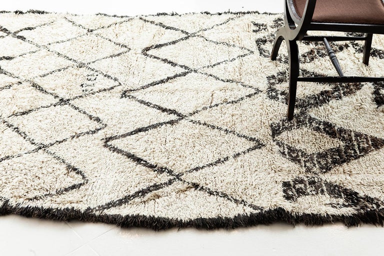 Vintage Moroccan Beni Ourain Tribe Berber Rug For Sale at 1stDibs