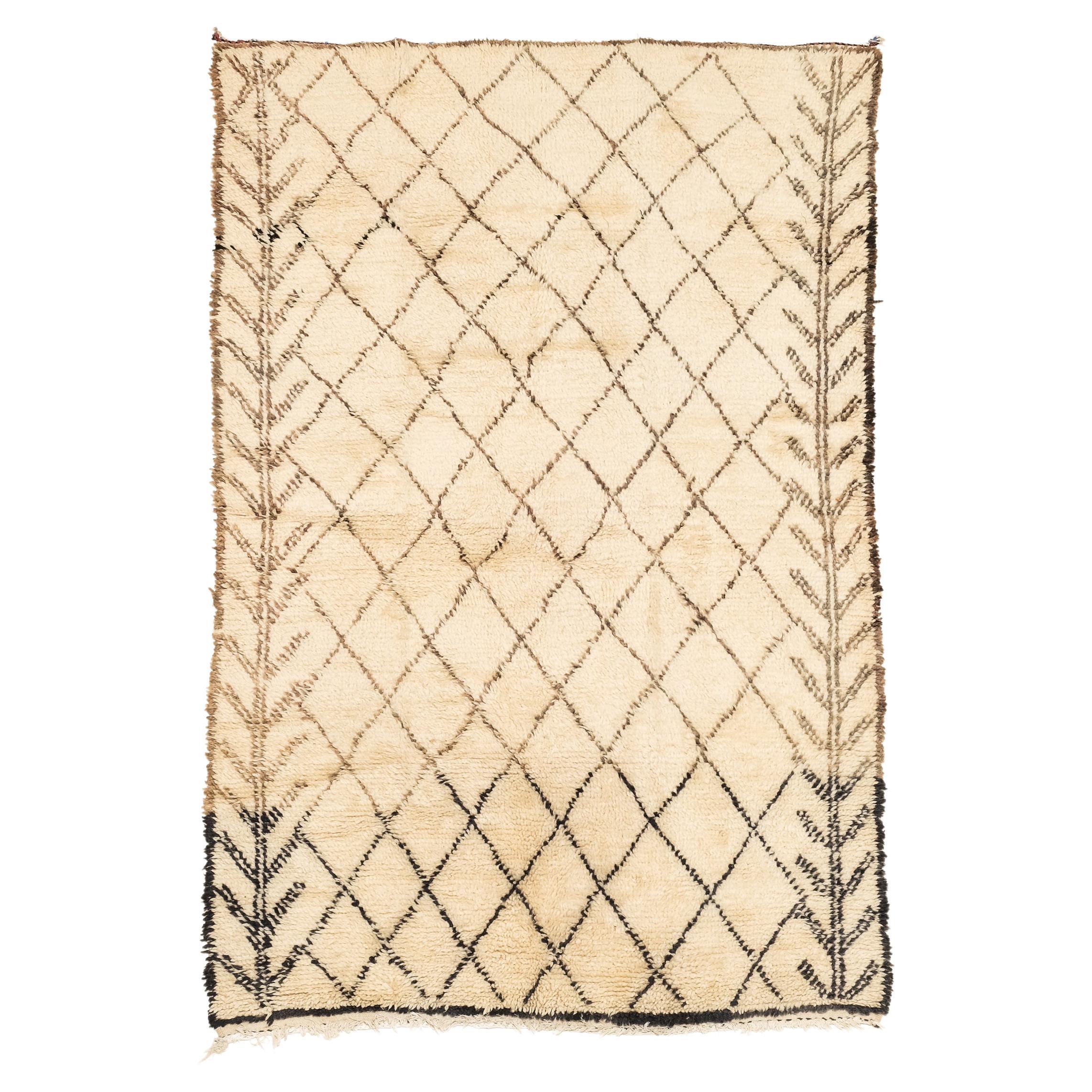 Vintage Moroccan Beni Ourain Rug, Midcentury Modern Meets Tribal ...