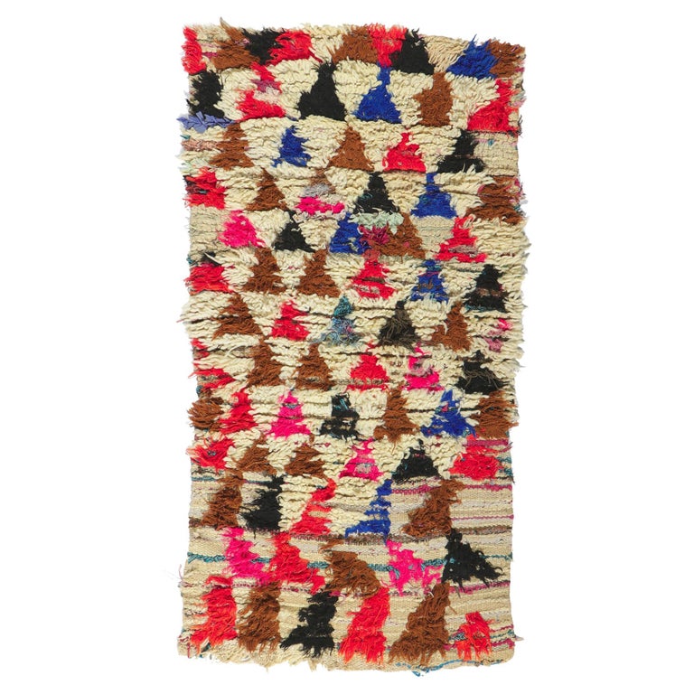 Vintage Moroccan Boucherouite Rag Rug For Sale at 1stDibs