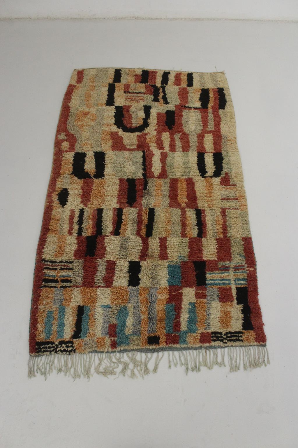 Vintage Moroccan Boujad rug - Terracotta/black - 5x8.6feet / 152x263cm ...