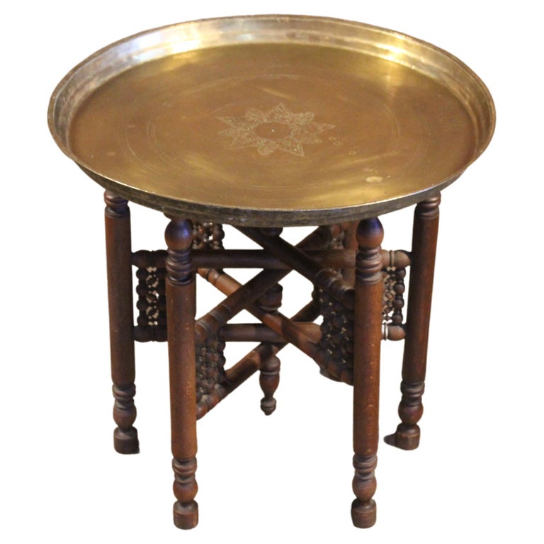 Moroccan Brass Tray Table