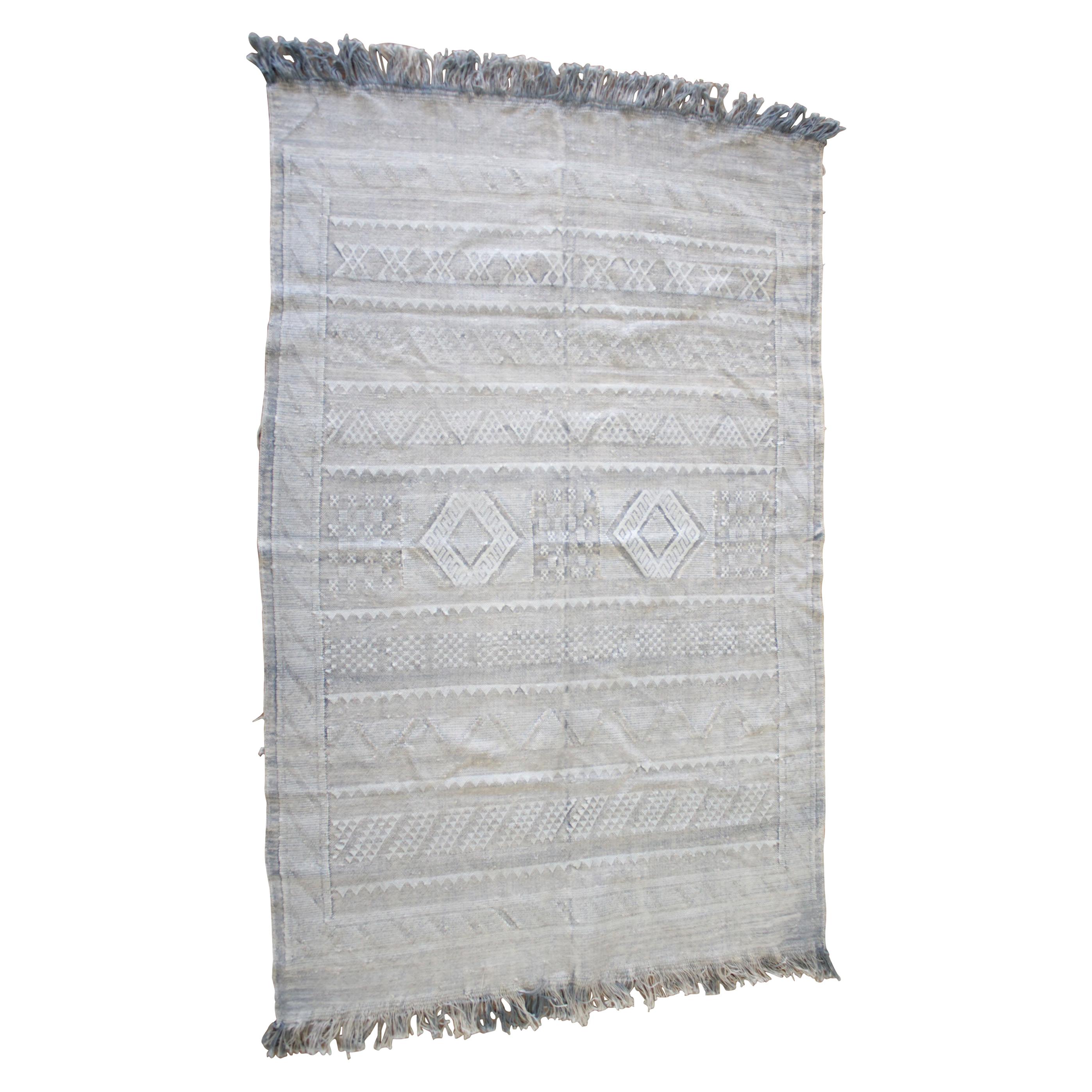 Vintage Moroccan Cactus Silk Rug with Fringe at 1stDibs