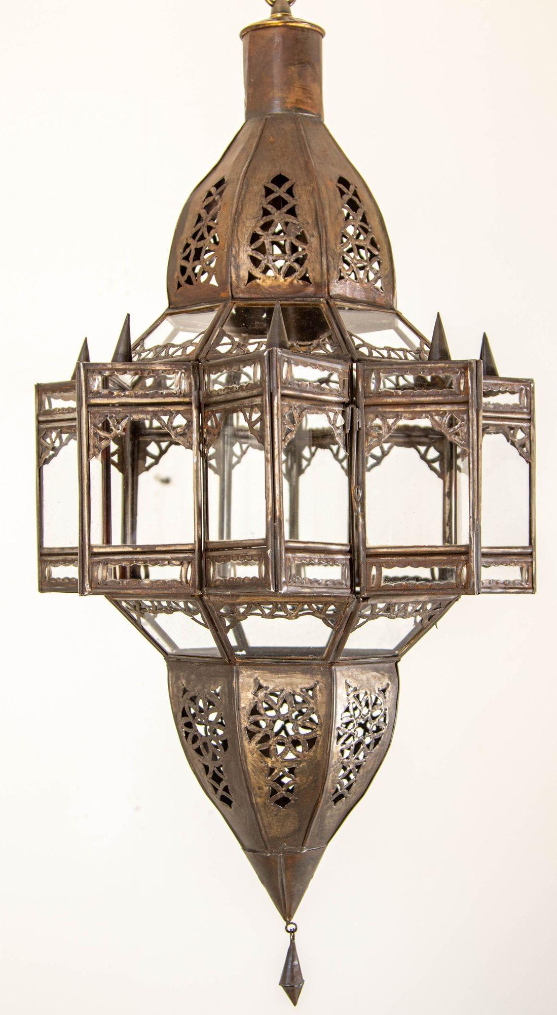 Vintage Moroccan Clear Glass Lantern in Star Shape Handcrafted in ...