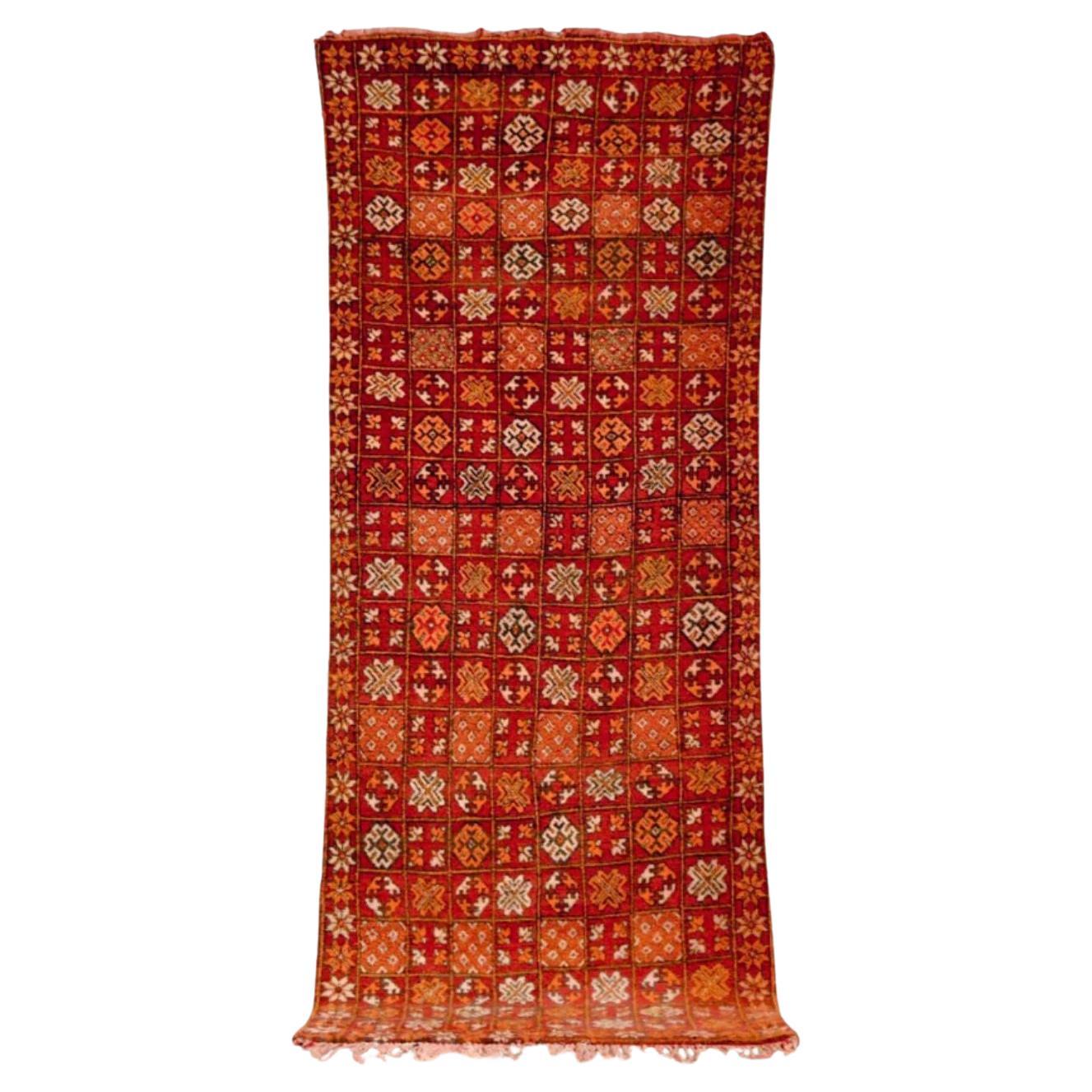 Vintage Moroccan Large Red Wool Floor Rug at 1stDibs