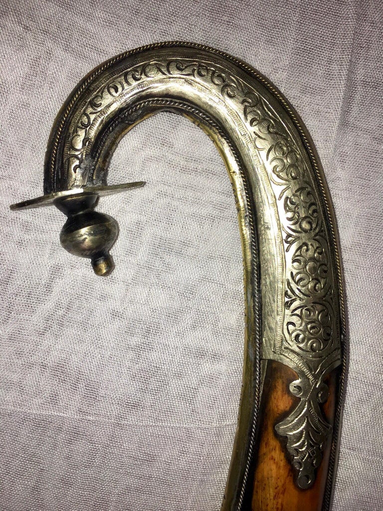 Vintage Moroccan Khanjar Dagger Knife Curved Blade Weapon Bone, Horn ...