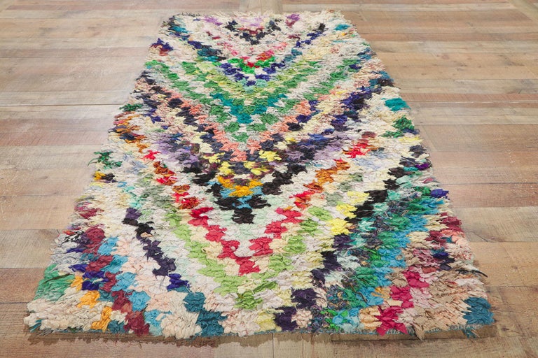 Vintage Moroccan Rag Rug, Berber Boucherouite For Sale at 1stDibs