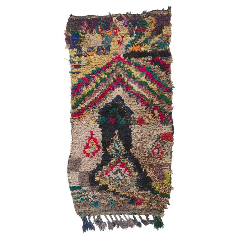 Vintage Moroccan Rag Rug, Berber Boucherouite For Sale at 1stDibs
